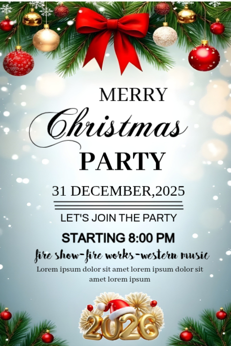 White Christmas Party Poster Template | PosterMyWall