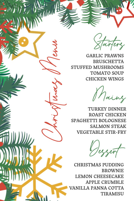 Copy of White Christmas Special Menu Restaurant Poster | PosterMyWall