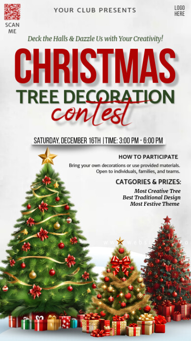White Christmas Tree Decoration Contest Instagram Story Template ...
