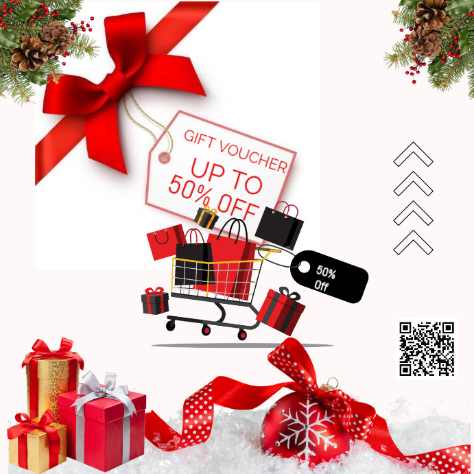 White Christmas Voucher Instagram Post Template | PosterMyWall