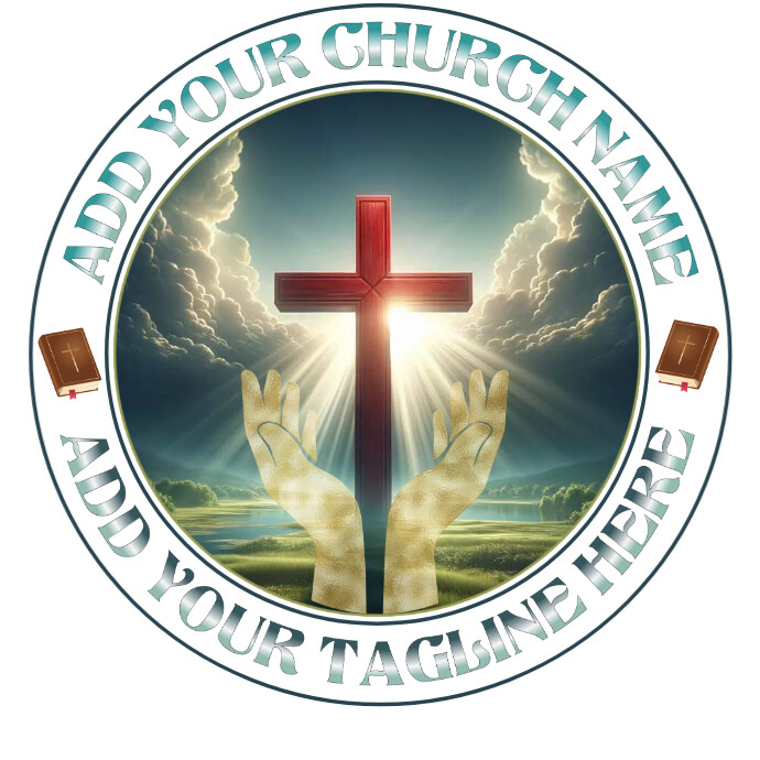 White Church-cross-catholic-hope-prayer-faith- Logo Template | PosterMyWall