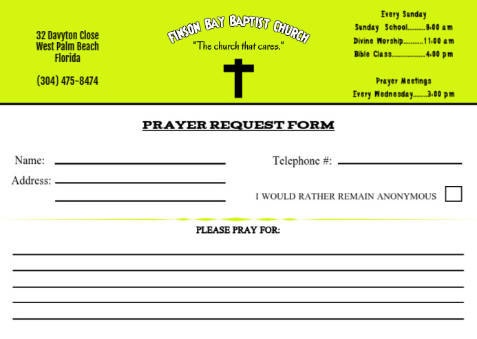 White Church Prayer Request Form A6 Template | PosterMyWall