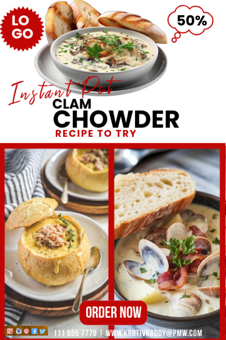 White Clam Chowder Day Poster Template | PosterMyWall