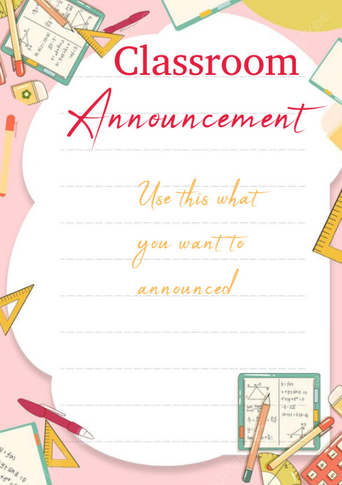 White Classroom Announcement A2 Template | PosterMyWall