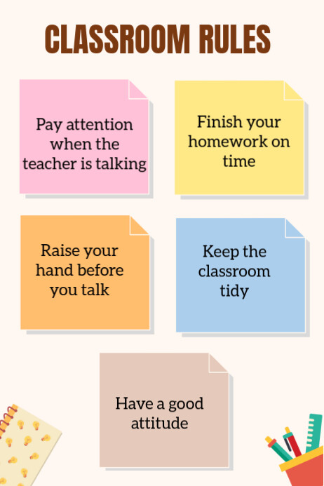 White Classroom Rules Poster Template | PosterMyWall