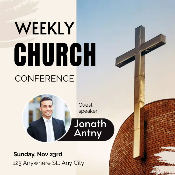 White Clean and Modern Church Announcement In Template | PosterMyWall