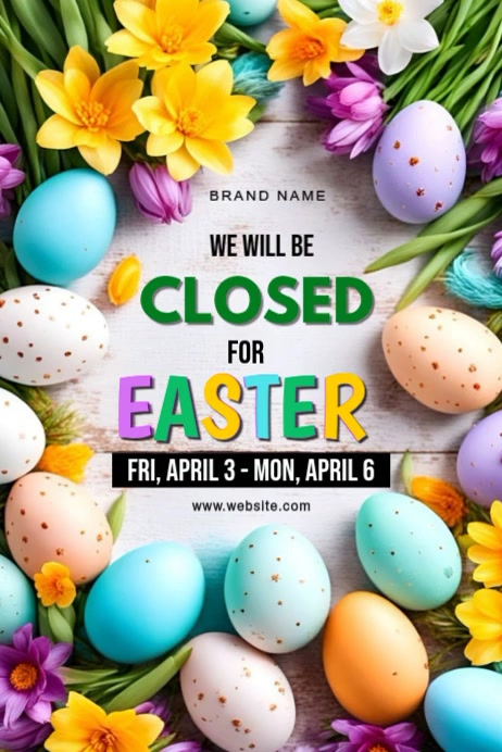 Plantilla de White Closed For Easter | Easter Weekend Notice | Holiday ...