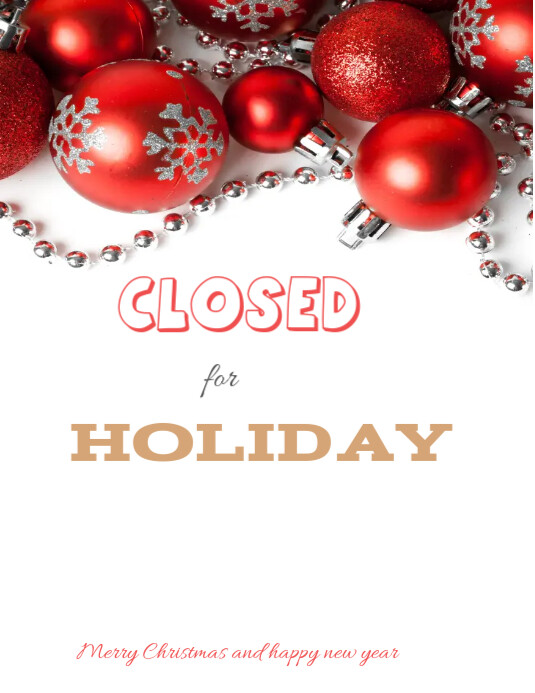 Copy of White Closed For Holiday Flyer (us Letter) | PosterMyWall