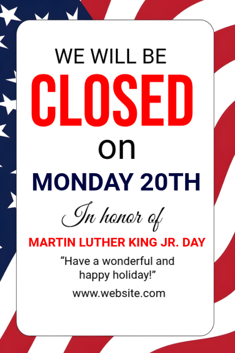 White Closed Mlk Day Post Poster Template | PosterMyWall