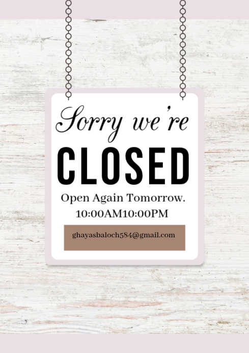 White Closed Sign A4 Template | PosterMyWall