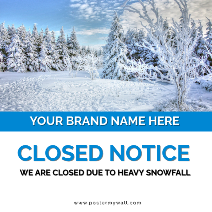 White Closure Notice Instagram Post Template | PosterMyWall