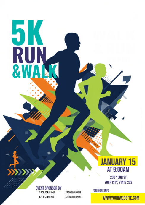 Copy of White Collage 5k Run Flyer Template A4 | PosterMyWall