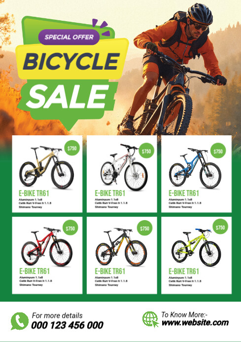 White Collage Bicycle Sale Offer A4 Template | PosterMyWall