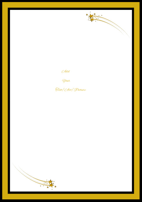 White Collage Black And Gold Frame A4 Template | PosterMyWall