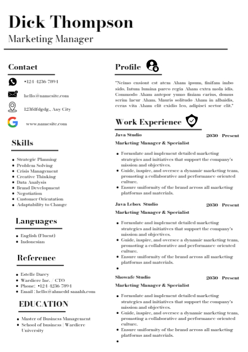 White Collage Blue And Gray Simple Professional Cv Resume A4 Templat ...