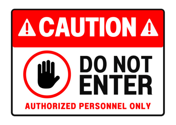 White Collage Caution Do Not Enter Sign - Authorized Personnel Only ...