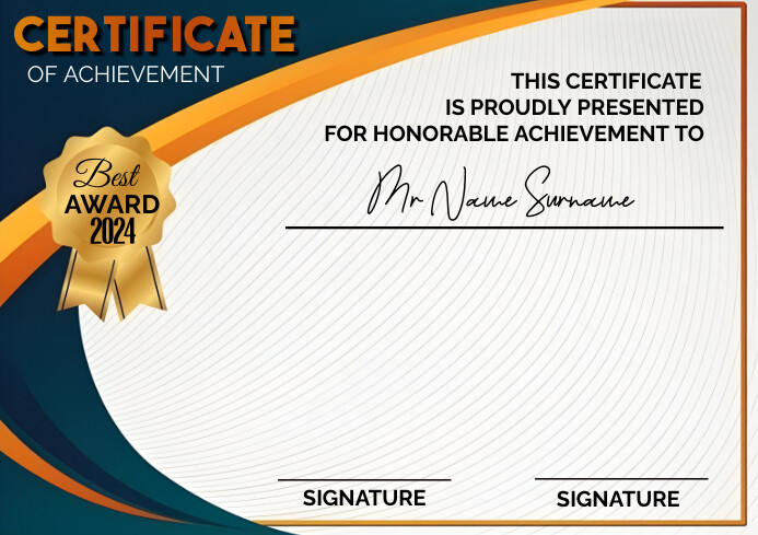 White Collage Certificate Of Achievement Desi Templat | PosterMyWall