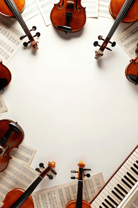 White Collage Classical Violin Orchestra Circle Frame Poster Template ...