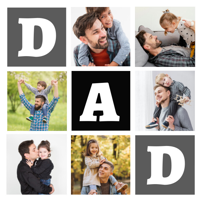 White Collage Collage De Fotos Para Papá Squ Template | PosterMyWall