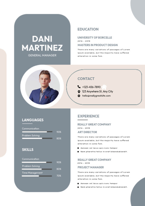 White Collage Cv Template A4 เทมเพลต | PosterMyWall
