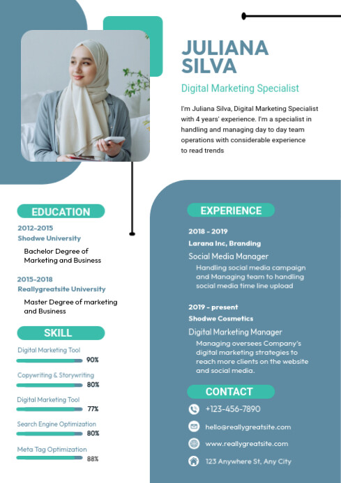 Copy of White Collage Cv Template A4 | PosterMyWall