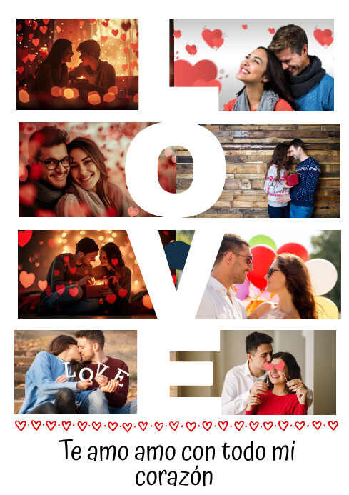 White Collage De Amor A4 Template | PosterMyWall