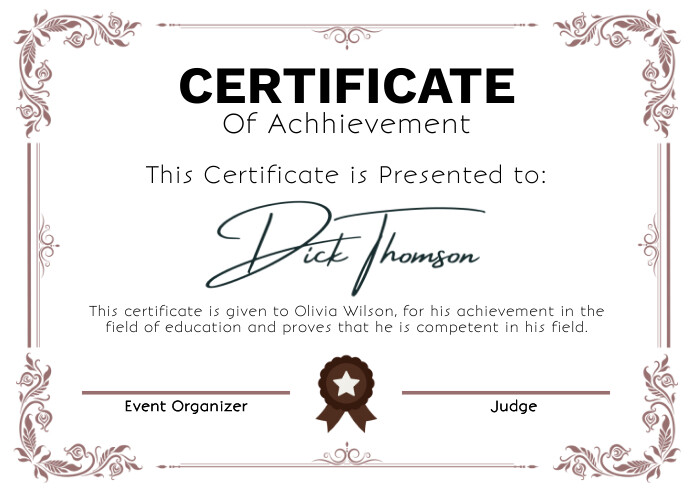White Collage Elegant Achievement Certificate Template | PosterMyWall