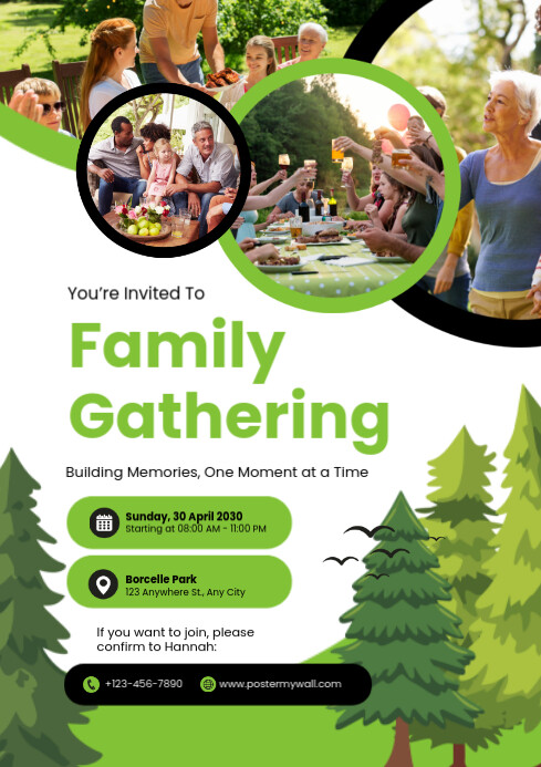 White Collage Family Gathering Invitation A4 Template | PosterMyWall