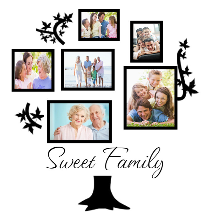 White Collage Family Tree Instagram Post Template | PosterMyWall