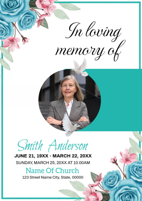 Copy of White Collage Funeral Announcement Poster A4 | PosterMyWall