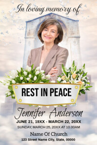 White Collage Funeral Announcement Poster Poster Template | PosterMyWall
