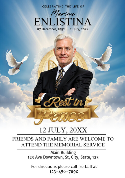 Copy of White Collage Funeral Program Template A4 | PosterMyWall