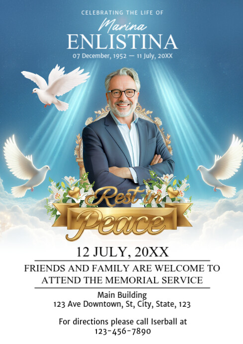 Copy of White Collage Funeral Program Template A4 | PosterMyWall