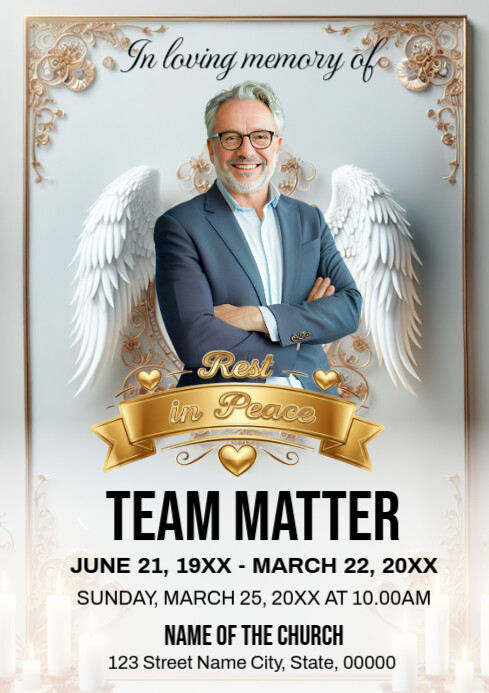 Copy of White Collage Funeral Program Template A4 | PosterMyWall