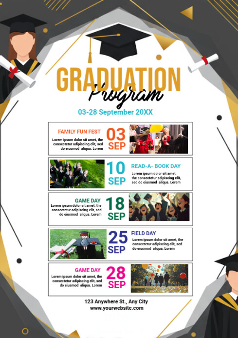 Copy of White Collage Graduation Programs Template A4 | PosterMyWall