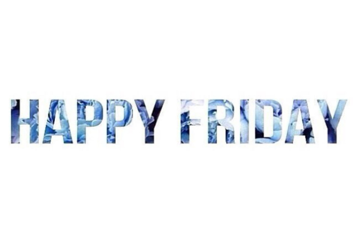 White Collage Happy Friday Ocean Water Typography Design Postcard ...