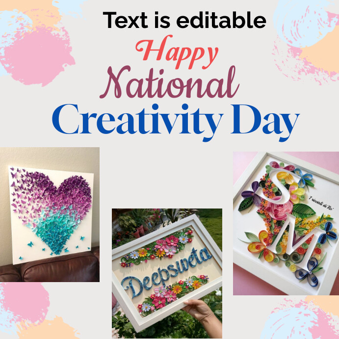 White Collage Happy National Creativity Day T Template | PosterMyWall