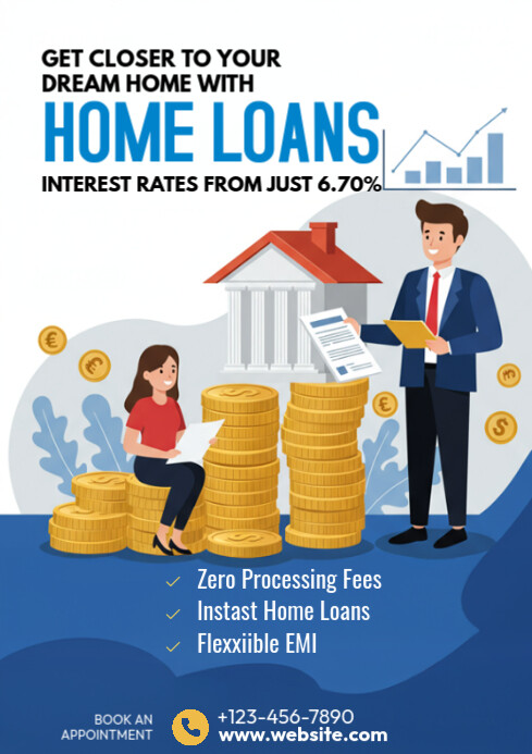 Copy of White Collage Home Loan Flyer Template A4 | PosterMyWall