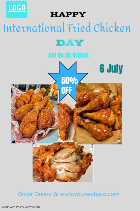 Plantilla de White Collage International Fried Chicken Day | PosterMyWall