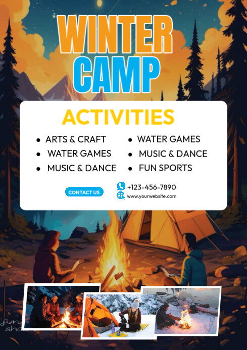 White Collage Kids Winter Camp A4 Template | PosterMyWall