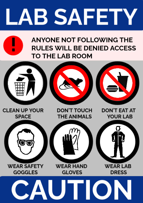 White Collage Lab Safety CAUTION Poster A4 Template | PosterMyWall
