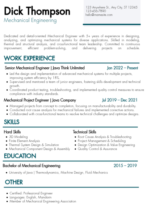 White Collage Modern Professional Engineering Resume A4 Template ...