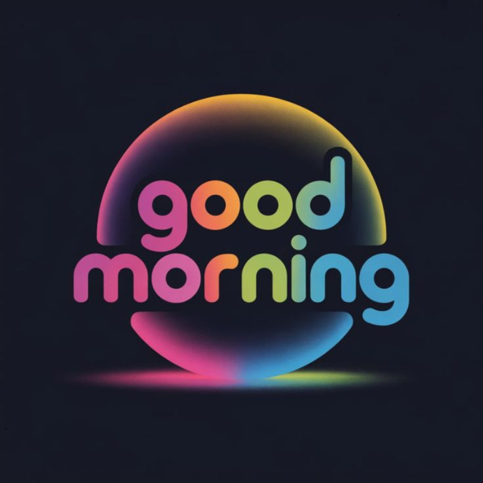 White Collage Neon Good Morning Text Poster | Colorful Modern Glow ...
