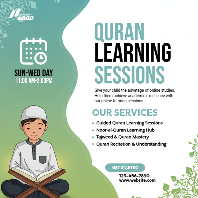 White Collage Online Quran Learning Ad Template Instagram Post ...