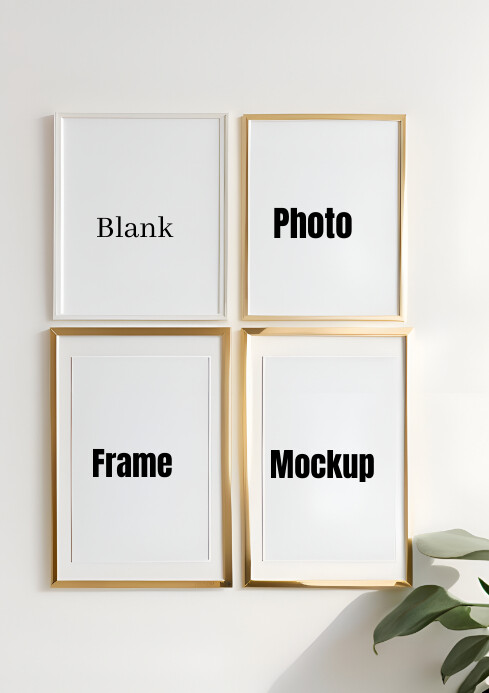 White Collage Photo Frame Mockup A4 Template | PosterMyWall