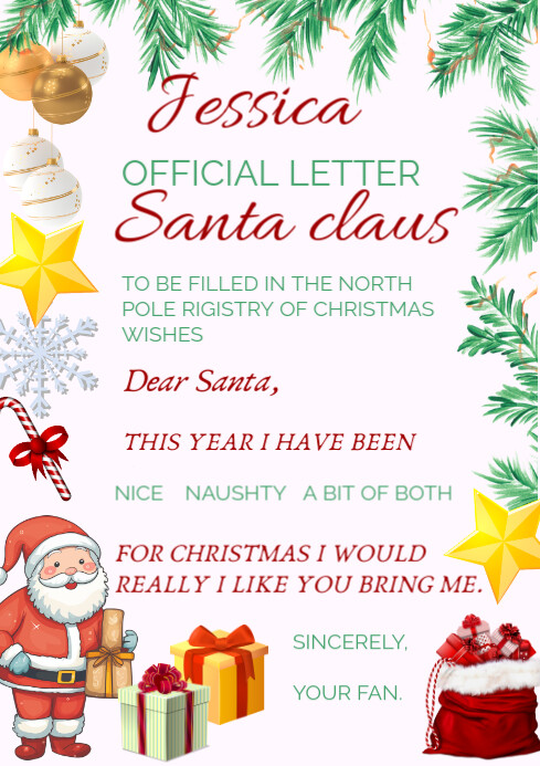 White Collage Santa Letter A4 Template | PosterMyWall