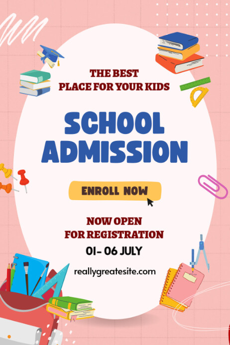 Copy of White Collage School Admission Poster Template – Enroll Now ...