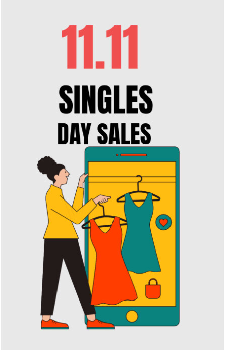 Copy of White Collage Singles Day Sales Tabloid | PosterMyWall