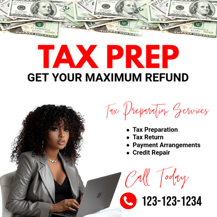Copy of White Collage Tax Prep Services Instagram Post | PosterMyWall