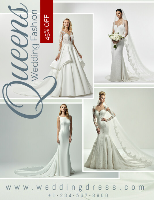 White Collage Wedding Dress Flyer (us Letter) Template | PosterMyWall